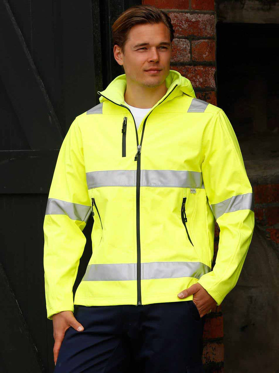 AIW Unisex Hi-Vis Heavy Duty Softshell Jacket with Reflective Tapes ...