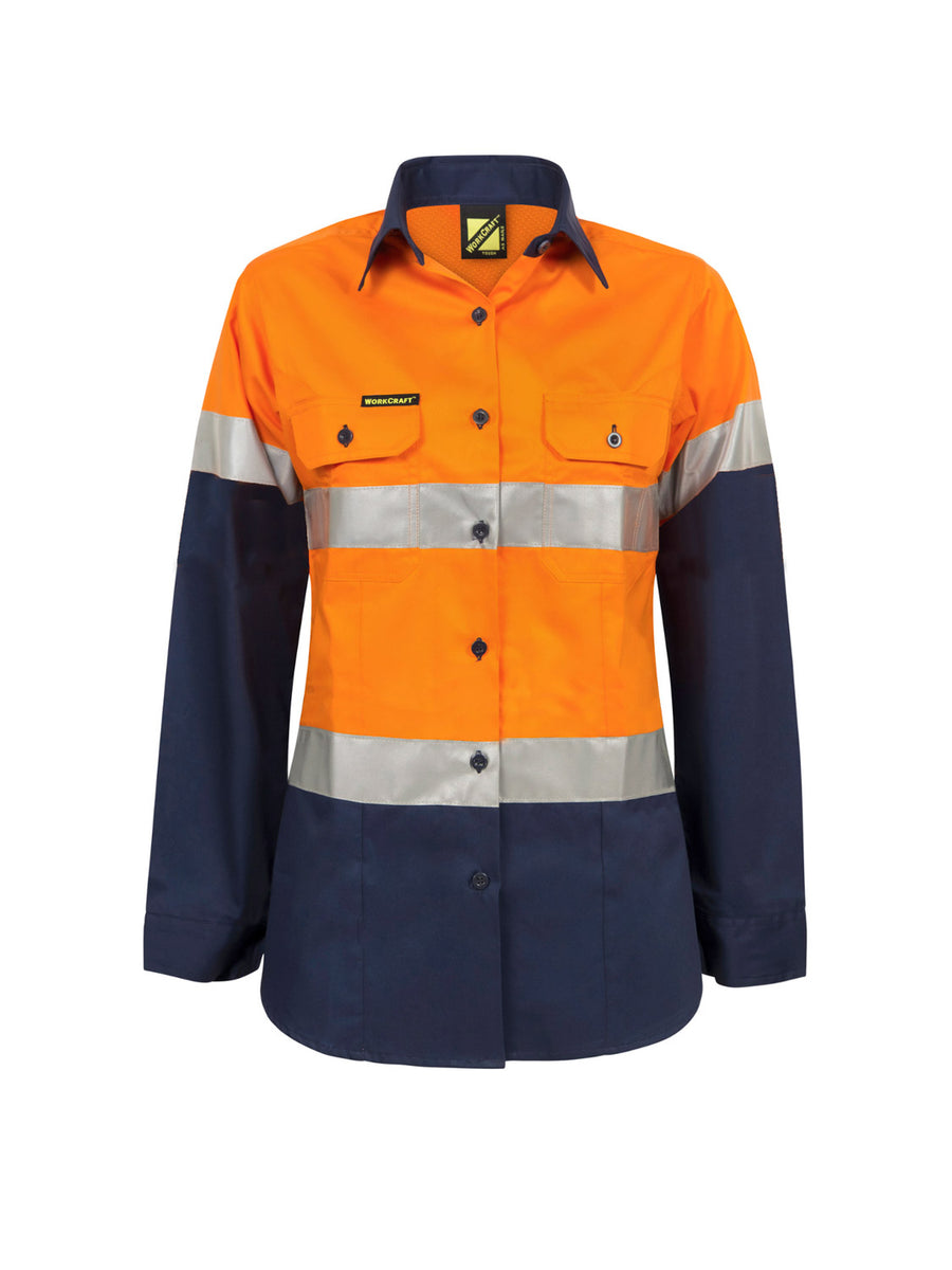 WorkCraft Ladies Lightweight Hi Vis Long Sleevee Vented Reflective ...